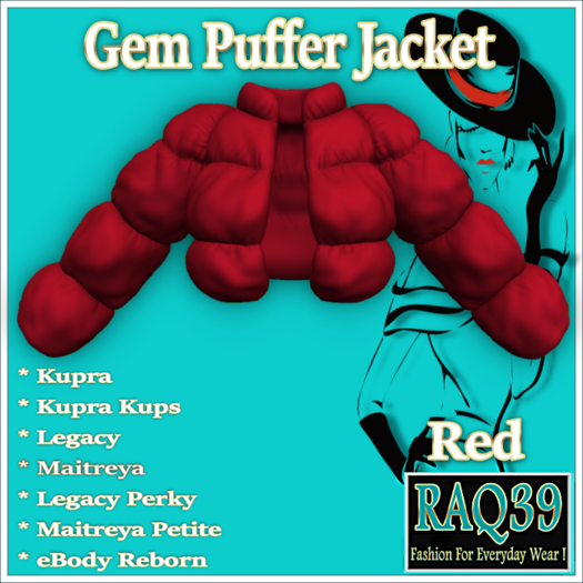 Second Life Marketplace - [R39] Gem Puffer Jacket-Red